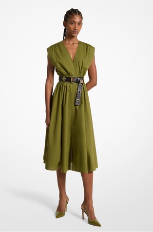 MICHAEL MICHAEL KORS Stretch Cotton Poplin Midi Dress Emporium