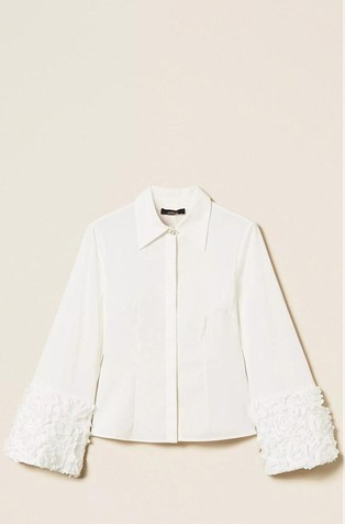 Srajca iz poplina s cvetličnimi aplikacijami | TWINSET | emporium.si