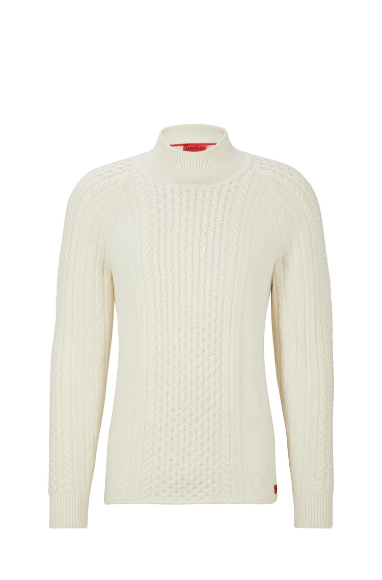 HUGO Oversized-fit cable-knit sweater in a wool blend online HUGO Oversized-fit cable-knit sweater in a wool blend online