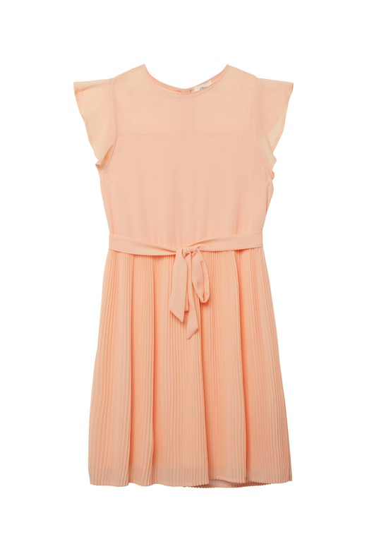 Short chiffon dress with plissé skirt and tie belt | S.OLIVER | emporium.si