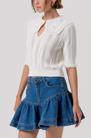 Mini denim krilo z naborkom | FRACOMINA | emporium.si