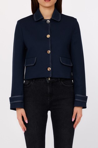 Suknjič iz raztegljive viskozne mešanice s kontrastnimi šivi | LIU JO ...