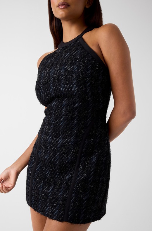 Mini obleka iz tvida s svetlečimi lureks vlakni | GUESS | emporium.si